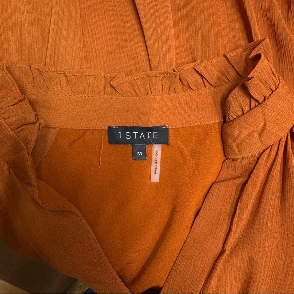 1. State | Dresses | State Burnt Rust Orange Baby Dolled Sheer Overlay ...